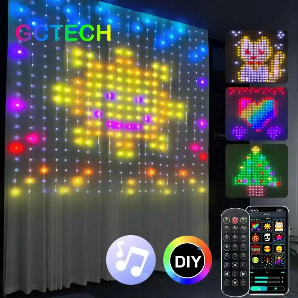 400LEDs-Programmable-Smart-APP-LED-Window-Curtain-String-Light-RGB ...