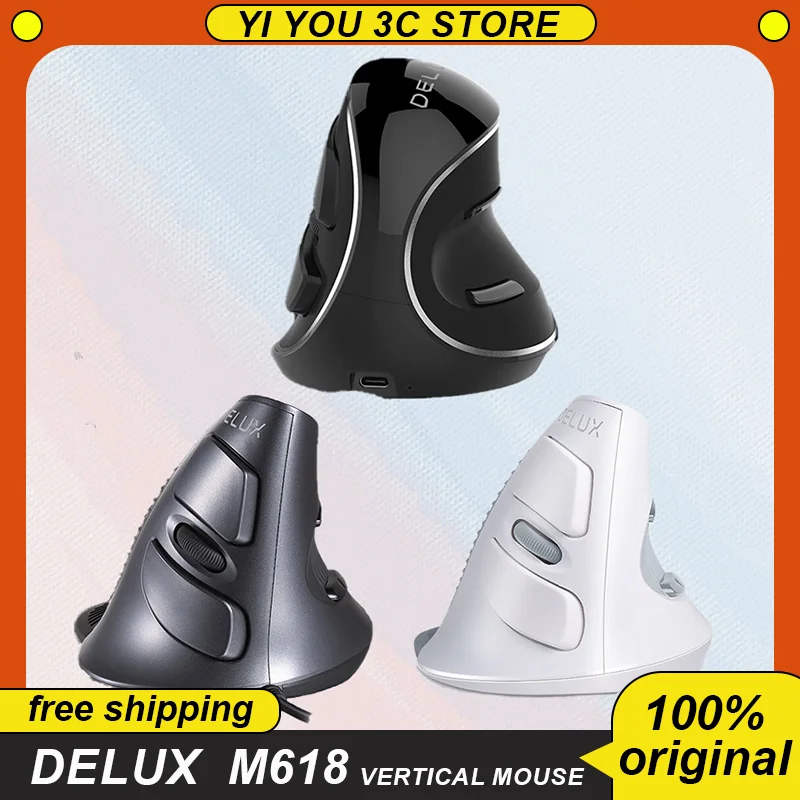 Delux-M618-Ergonomics-Vertical-Mouse-Wireless-Bluetooth-Wired-Office ...