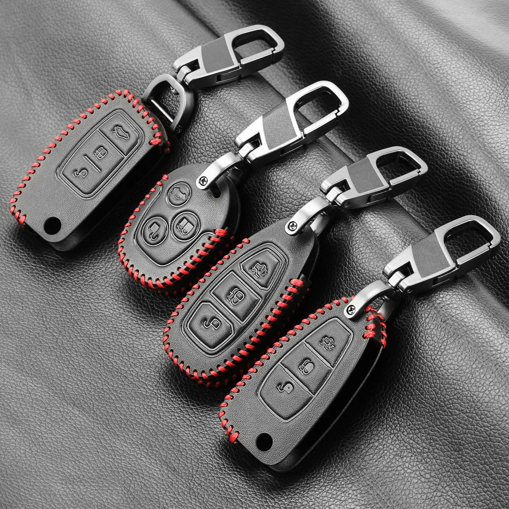 Car Styling, Leather Key Chain Ring Cover Case Holder For Ford Focus 2 ...