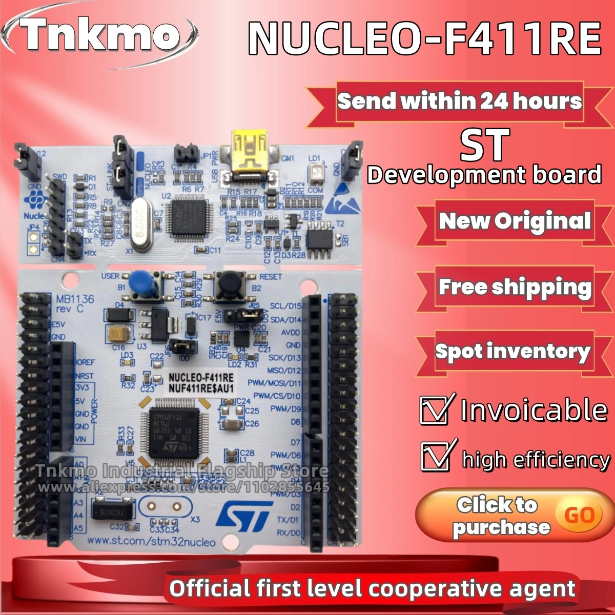 1PCS-LOT-NUCLEO-F411RE-MCU-Nucleo-64-development-board-STM32F411RE-microcontroller-100-New ...