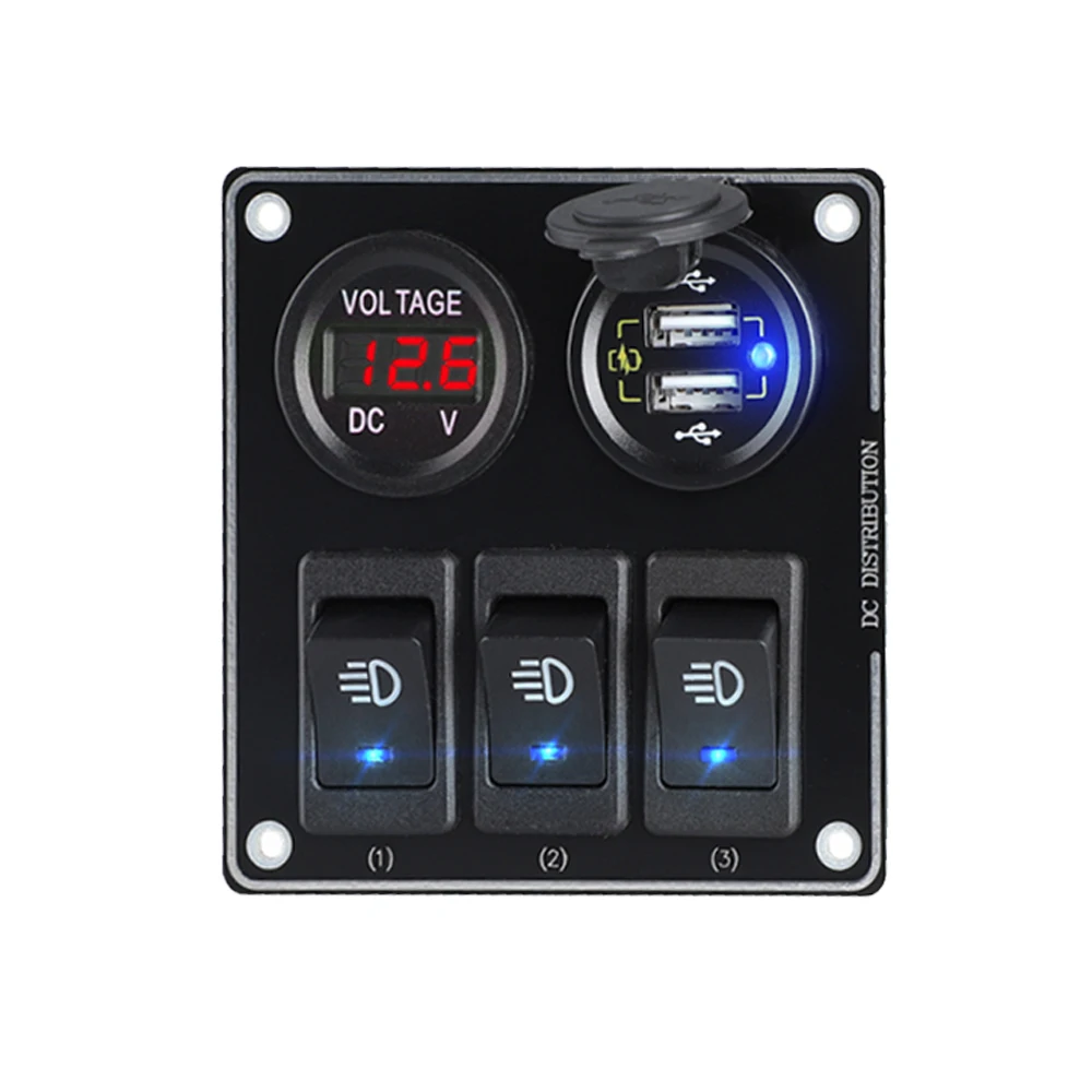 Voltmeter 12V And Switch QC 3.0 Dual Port Fast Usb Car Charger 12V Car ...