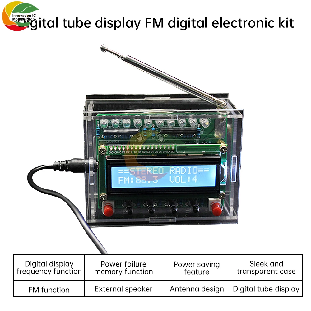 87-108MHZ FM Digital FM Radio Assembly Soldering Practice Kit RDA5807 ...