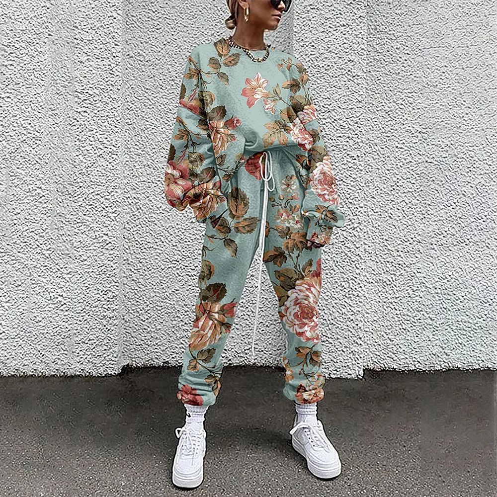 Women-s-Two-Piece-Sets-Floral-Print-Tracksuit-Casual-Long-Sleeve-Sport ...