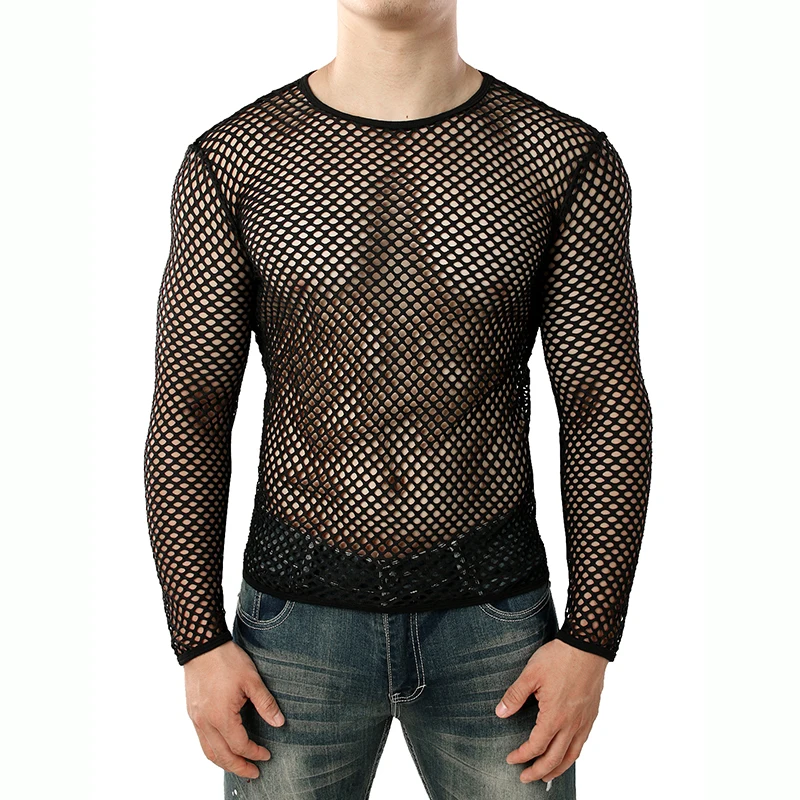 Camiseta-de-malla-transparente-para-hombre-ropa-interior-ajustada-de ...