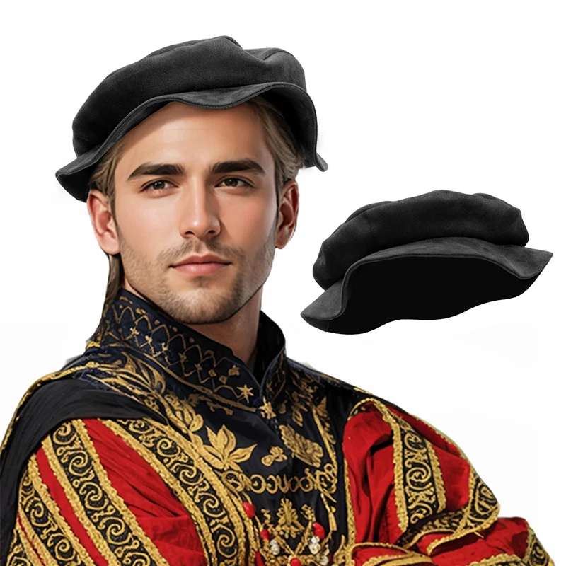 DAZCOS Renaissance Tudor Flat Beret Hats for Women French Beret Hats ...