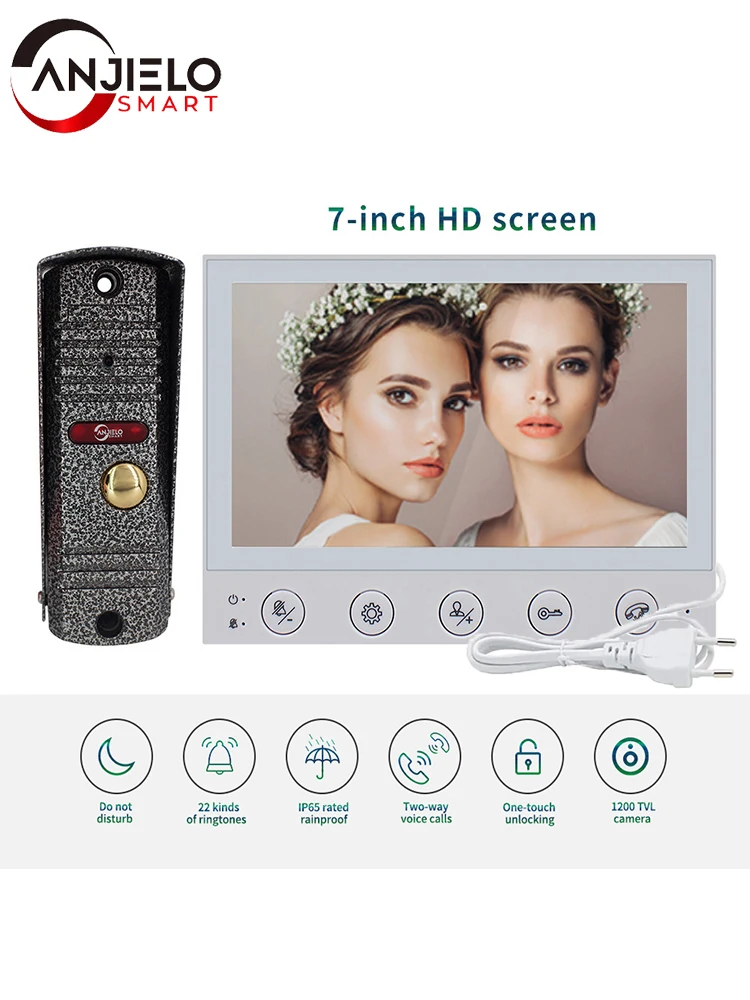 Anjielosmart Wired Video Intercom Security Intercom 1200TVL HD Camera Video Door Phone Night ...