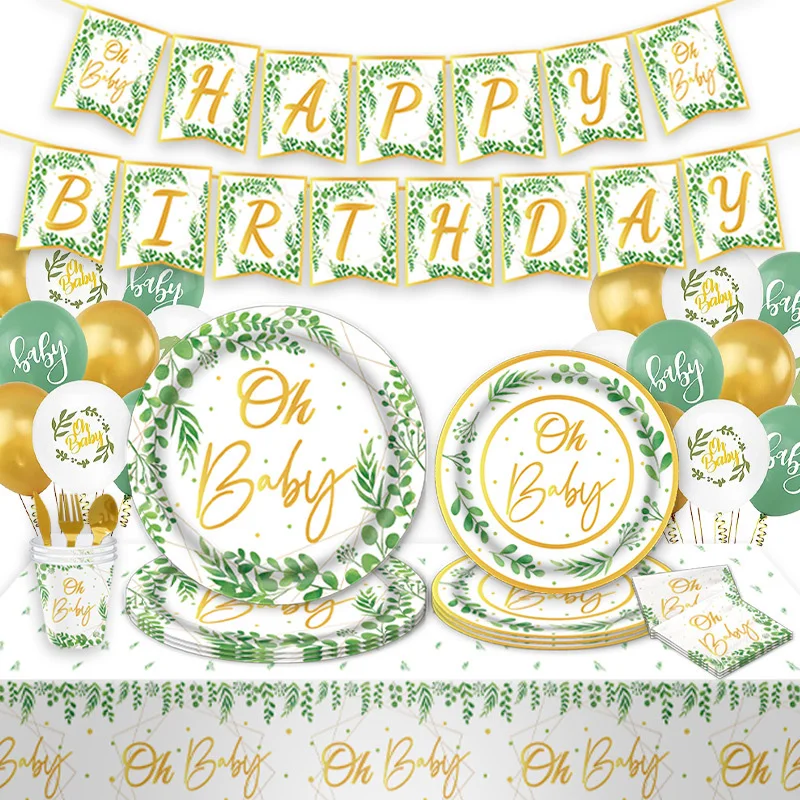 Cute-Baby-Birthday-Party-Tableware-Set-Oh-Baby-Party-Paper-Plate-Paper ...