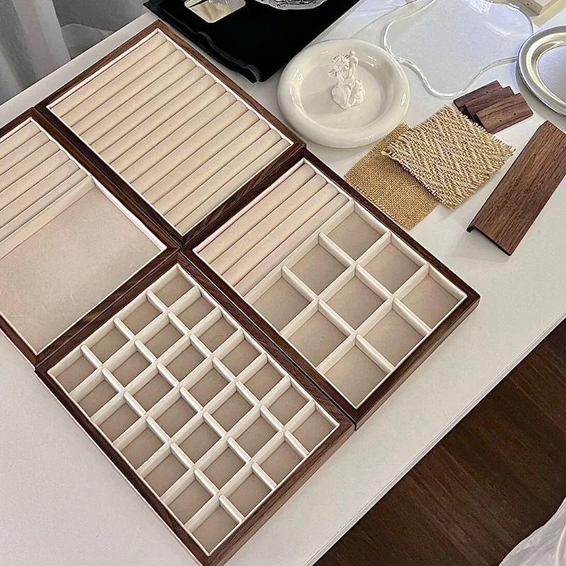 Wooden Jewelry Tray Walnut Color Jewelry Ring Necklace Display Plate ...