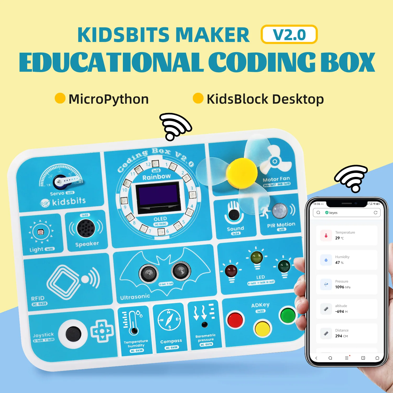 Kidsbits ESP32 Coding Box V2.0 Sensor Education Kit For Arduino ESP32 ...