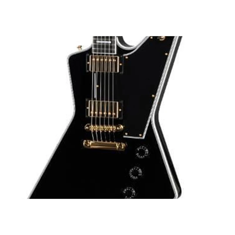 Explorer-Electric-guitar-Black-gold-parts-black-rosewood-fingerboard ...
