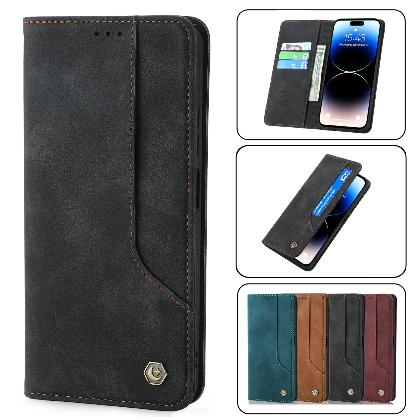 Leather-Case-For-Redmi-Note-11-11S-4G-Magnetic-Flip-Phone-Wallet-XiaoMi ...