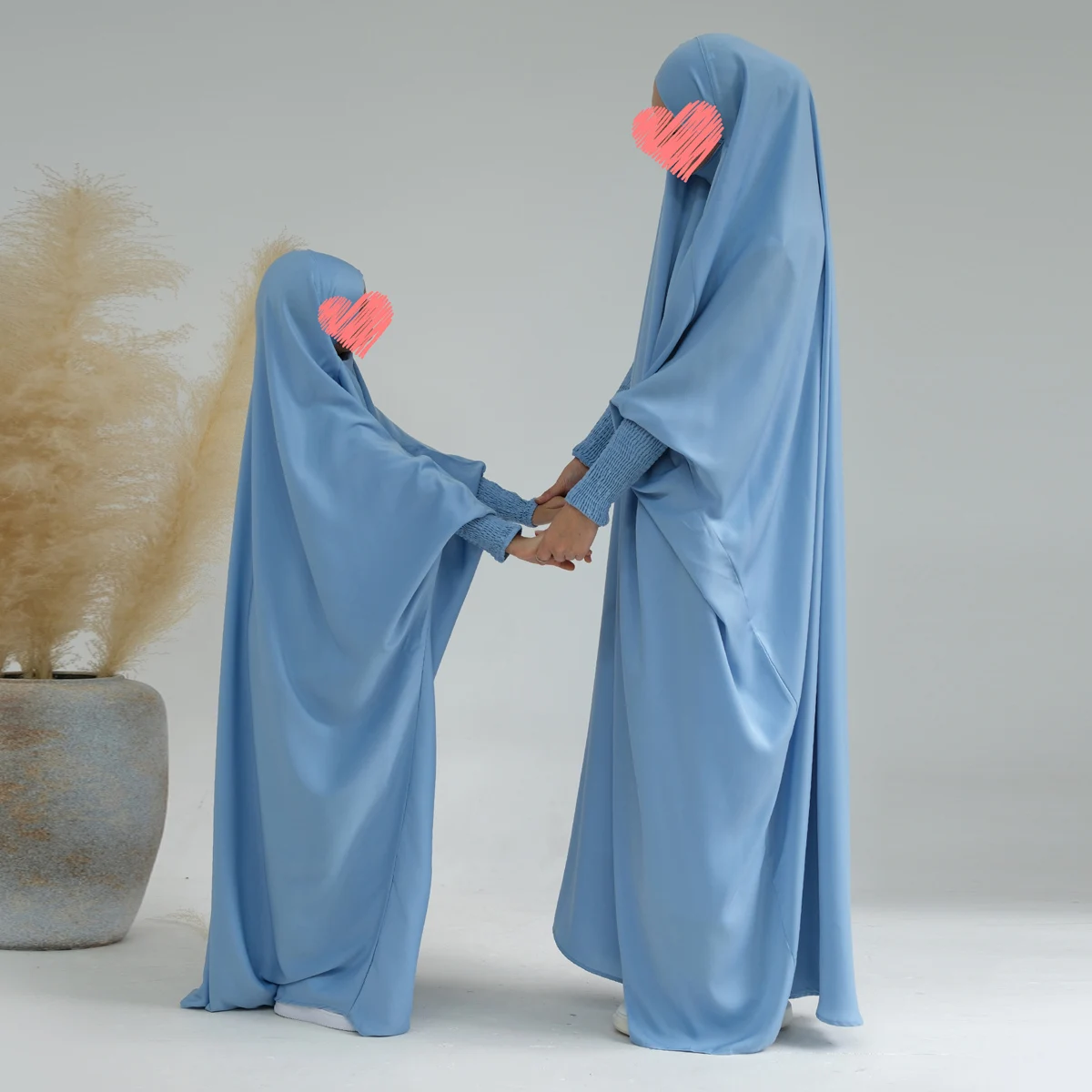 Mom-and-Daughter-Matching-Clothes-Islam-Prayer-Dress-Satin-Abaya-Dubai ...