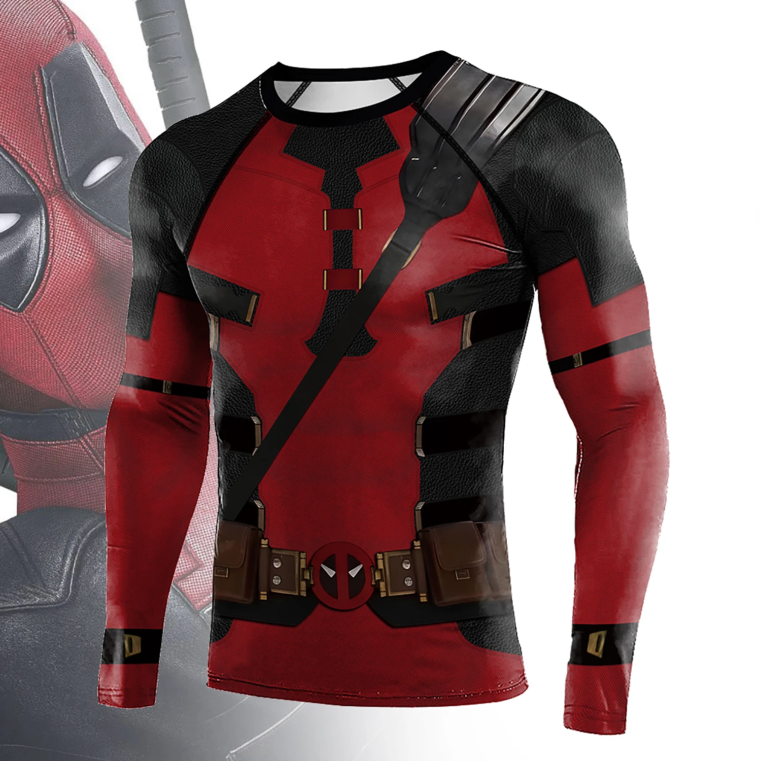 Superhero Long Sleeve Workout 3D Compression Shirt Comics Dead Pool ...