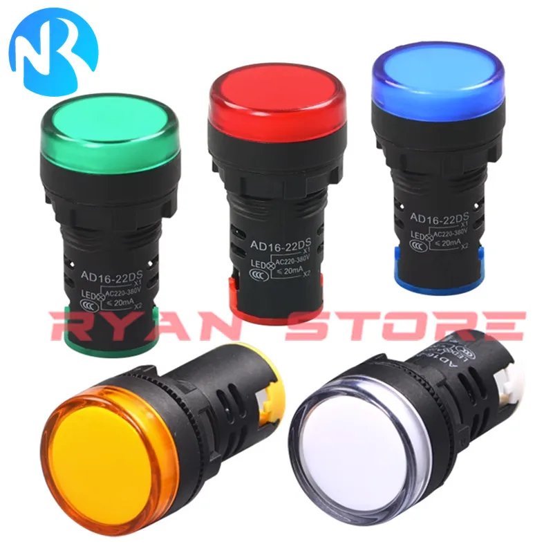 5PCS-Power-Signal-Lamp-AD16-22DS-22MM-Small-LED-Indicator-Light-Beads ...