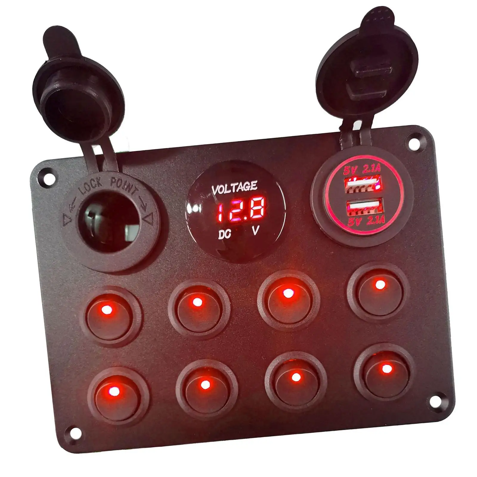 8-Gang-Toggle-Switch-Panel-Dual-USB-Socket-Multi-Function-Waterproof ...