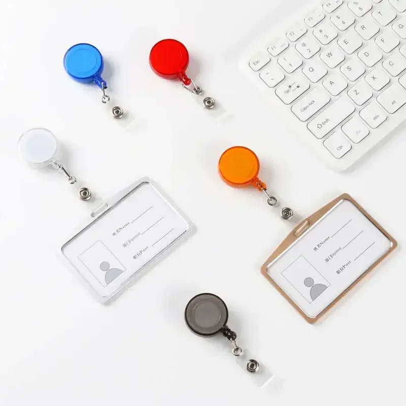 Transparent Cards Slots ID Tag Badge Holder with Badge Reel Cards ...
