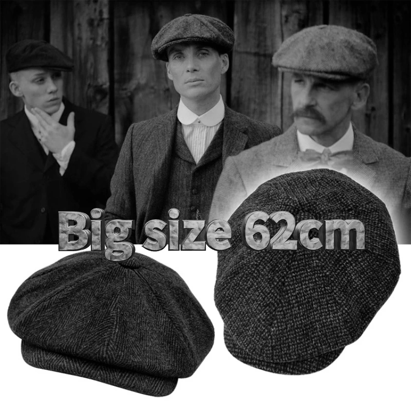 Retro-Big-Size-62cm-Newsboy-Caps-Men-Vintage-Wool-Thick-Beret-Winter ...