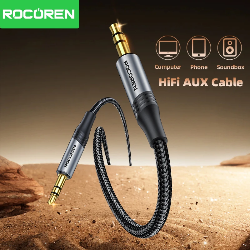 Rocoren 3.5 mm Jack Aux Audio Cable Male to Male Adapter Cord Wire Hifi ...