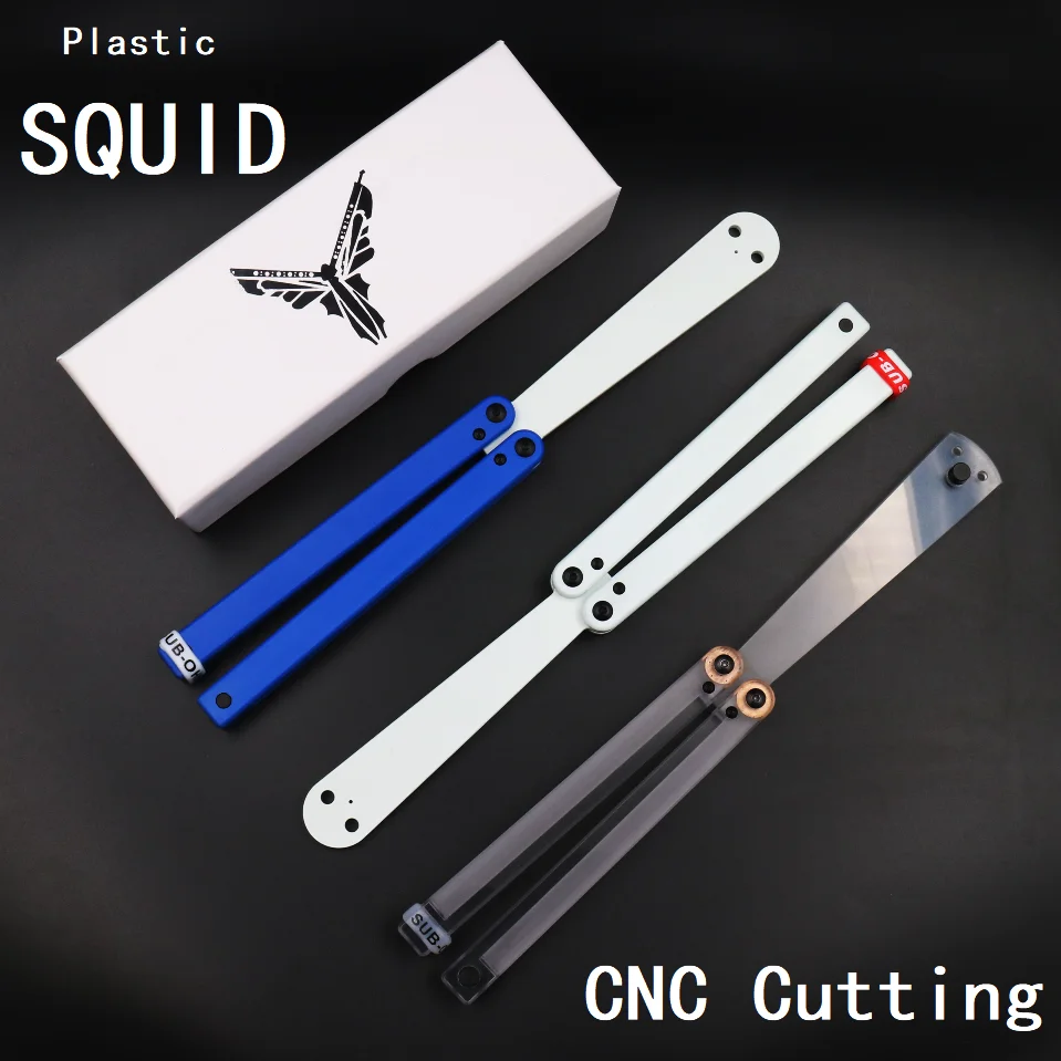 Squiddy Practice Butterfly Knife Plastic Unshaved Folding Pocket EDC ...