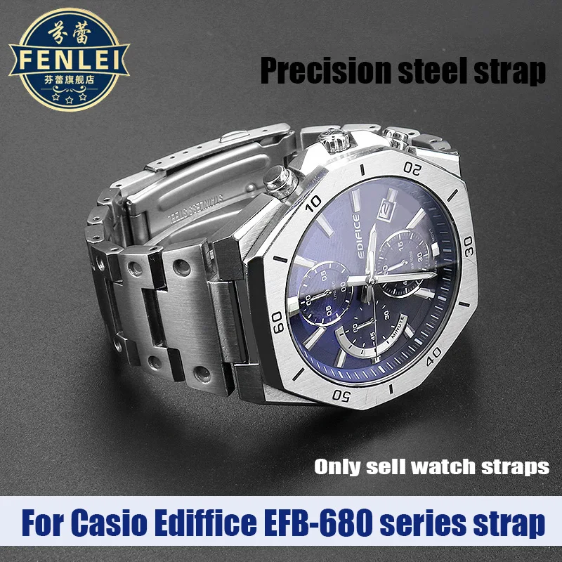 For-Casio-Edifice-Stainless-steel-Strap-Farm-Oak-EFB-680-ECB-10D-Men-s ...