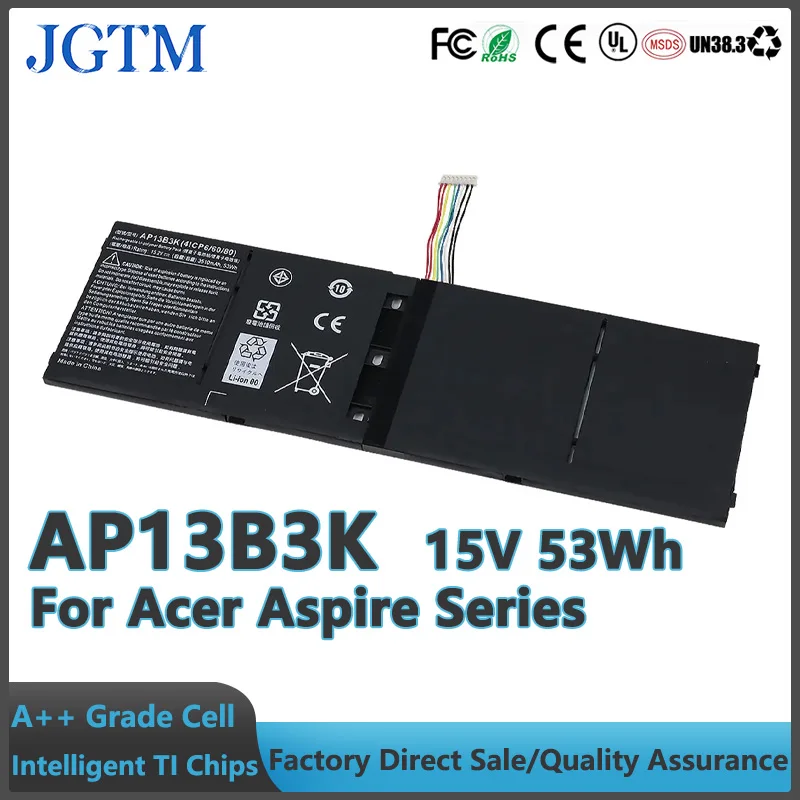 JGTM AP13B3K 15V 53Wh Laptop Battery lithium ion batteries For Acer ...