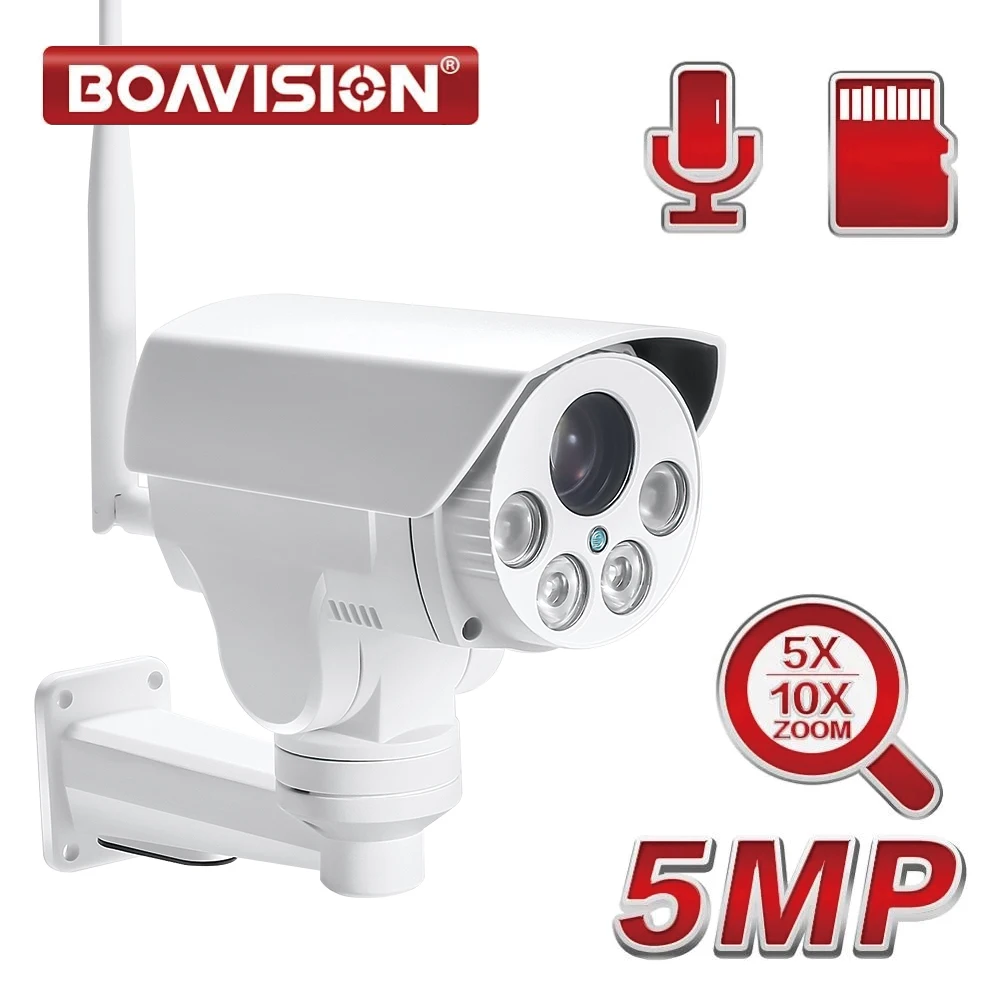 HD 5MP Wifi PTZ IP Camera Wireless 5X 10X Optical Zoom Bullet Audio ...