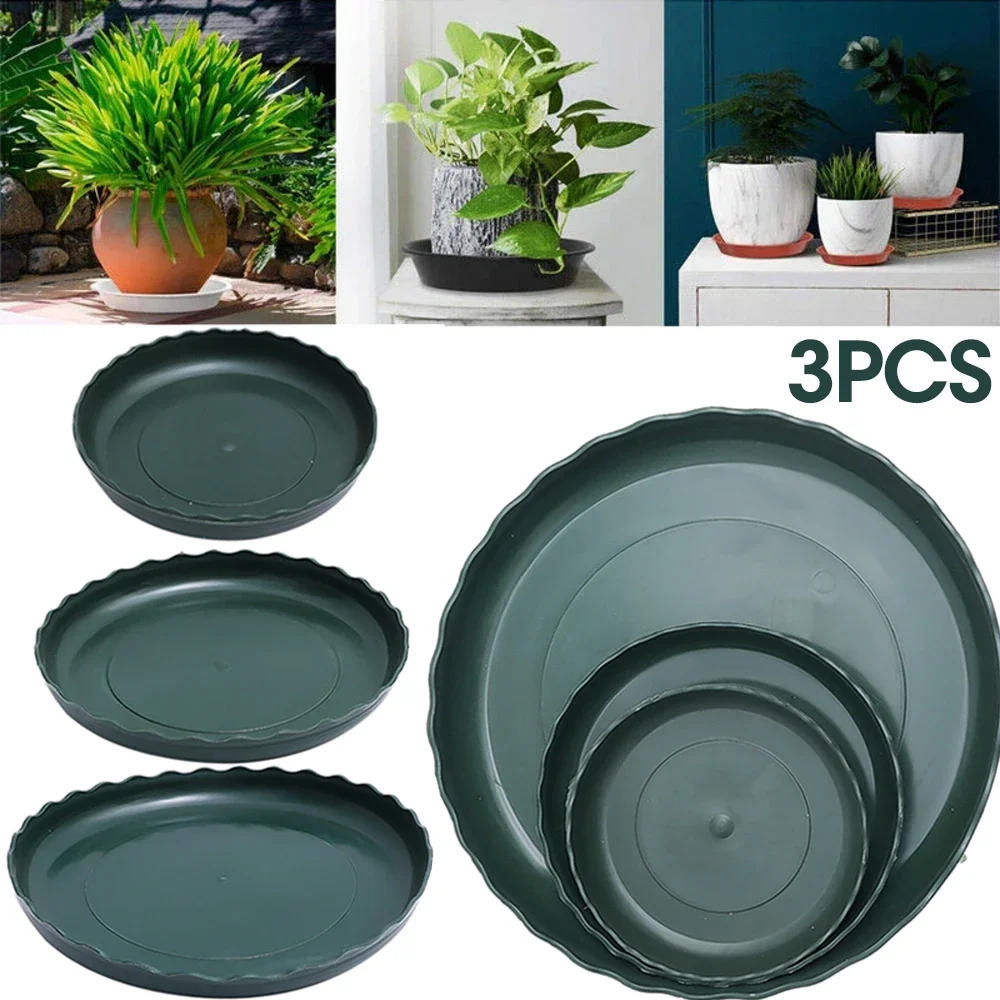 Plastic Plant Pot Trays Round Shape Flower Pot Base 3 Size Garden ...