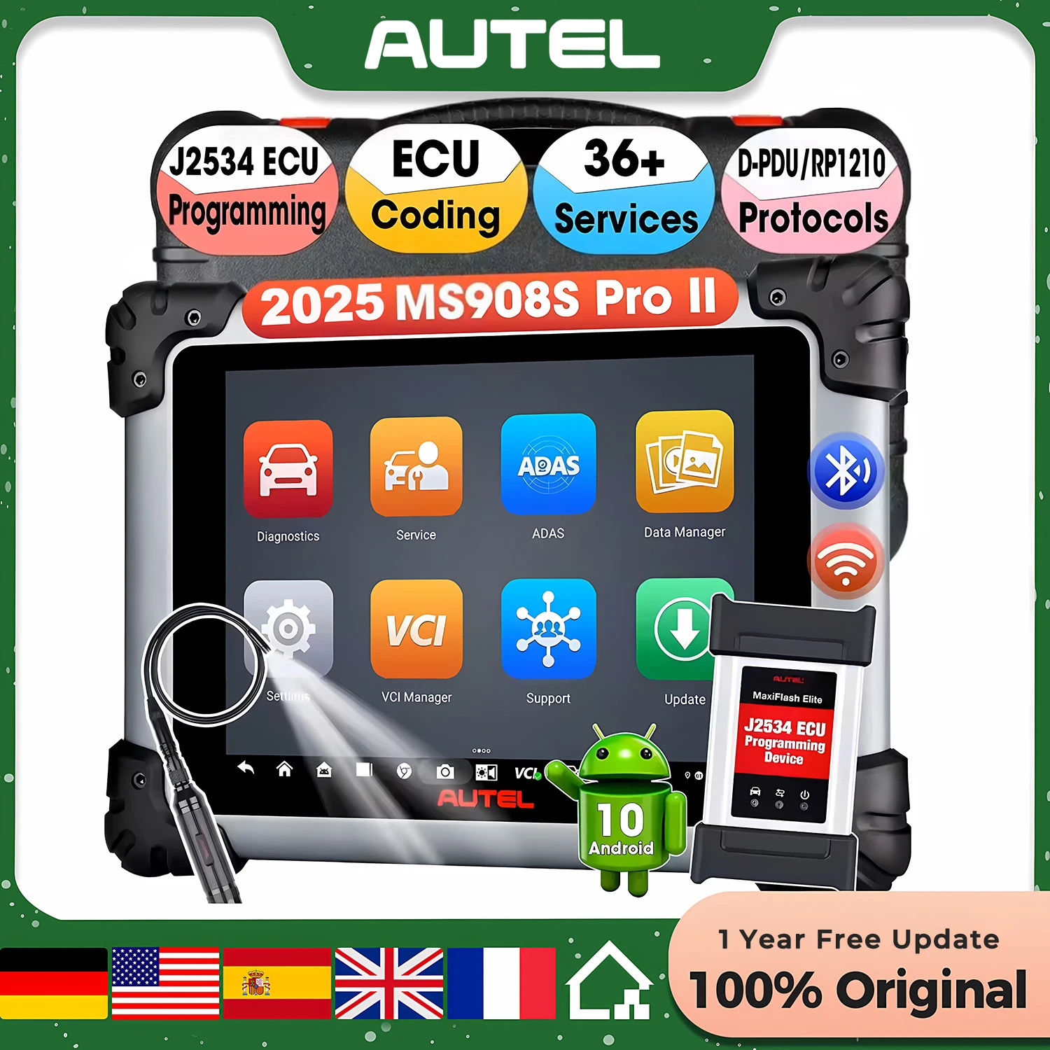 Autel MaxiSYS MS908S PRO II Car Diagnostic Tool AutoScan 2.0 ECU ...