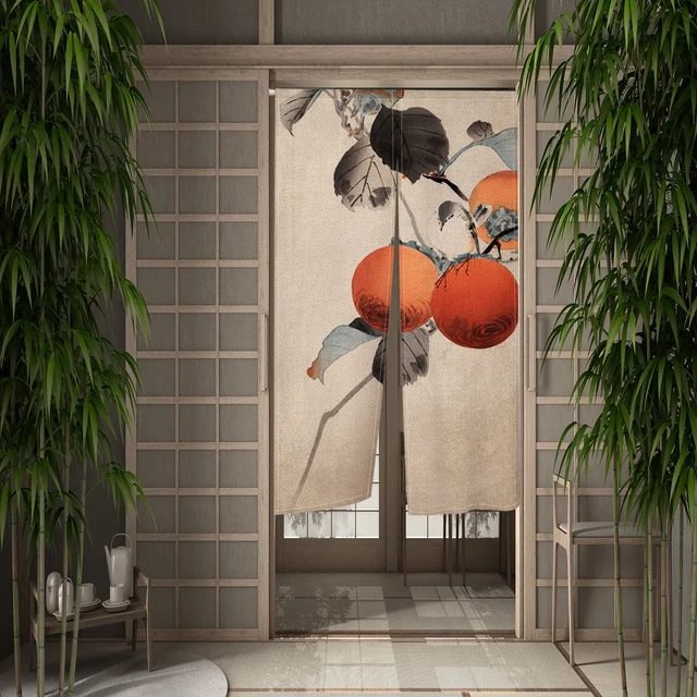 Japanese Split Noren Door Curtain Chinese Koi Lanturn Plant Linen ...