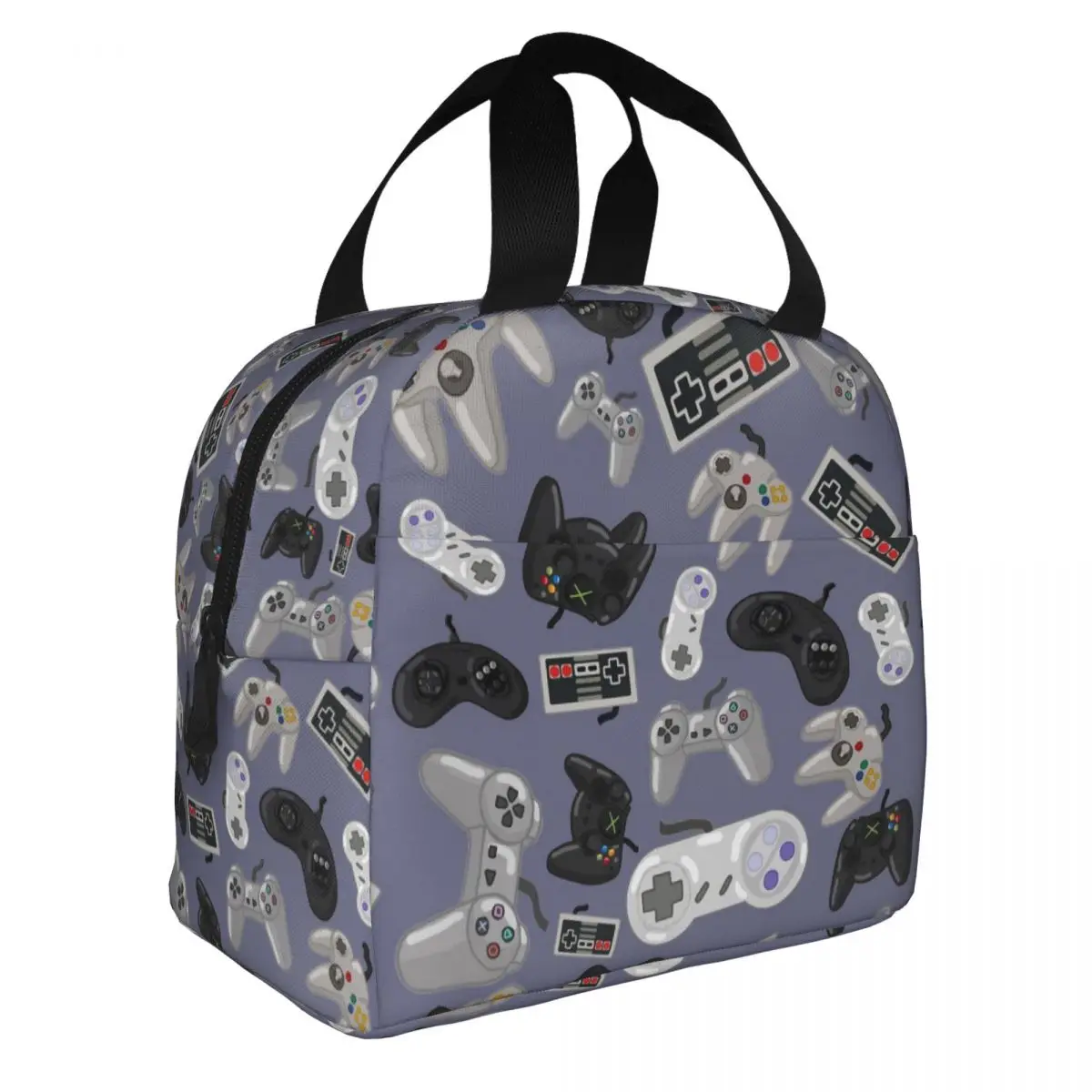 Old-School-Video-Game-Controller-Repeating-Pattern-Insulated-Lunch-Bag ...