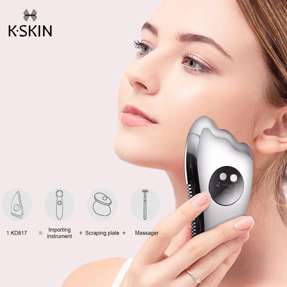 K SKIN 얼굴 마사지 기계, 전기 스크래핑 보드, 얼굴 림프 배수 마사지기, 리프트 강화, 얼굴 슬리밍 마사지기 ...