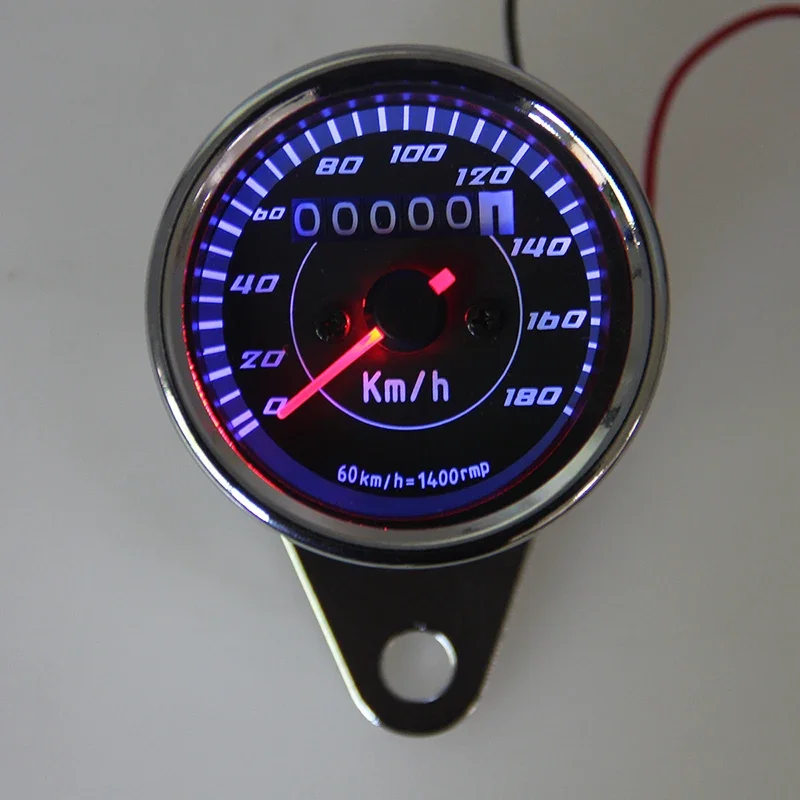 Silver-Shell-Black-Dial-Universal-Motorcycle-Odometer-Speedometer-Gauge ...