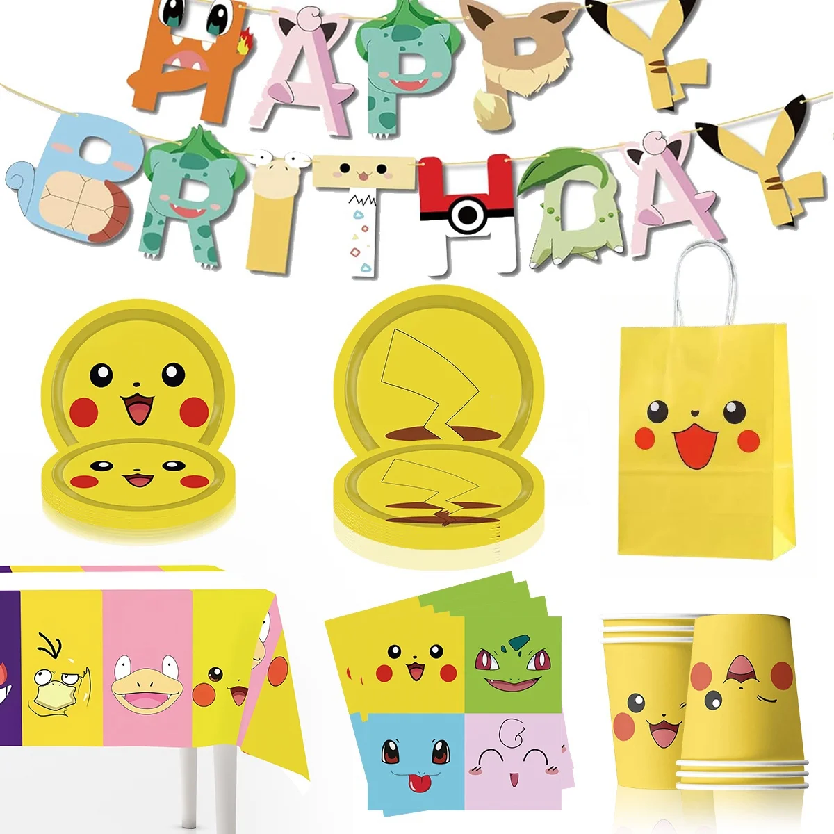 Decoraci-n-de-cumplea-os-de-Pok-mon-vajilla-desechable-de-Pikachu-de-20 ...
