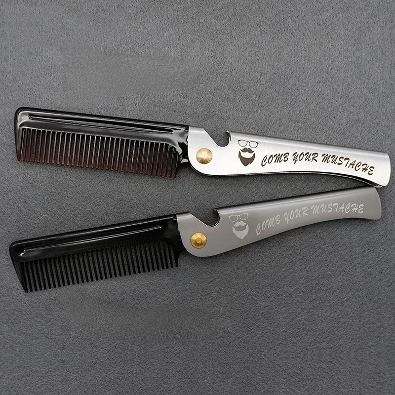 Folding Steel Combs For Men Oil Head Portable Beard Combs For Men Comb ...