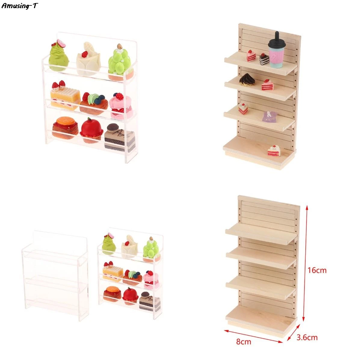 1/12 Dollhouse Storage Rack Dolls House Cake Display Cabinet Dollhouse ...