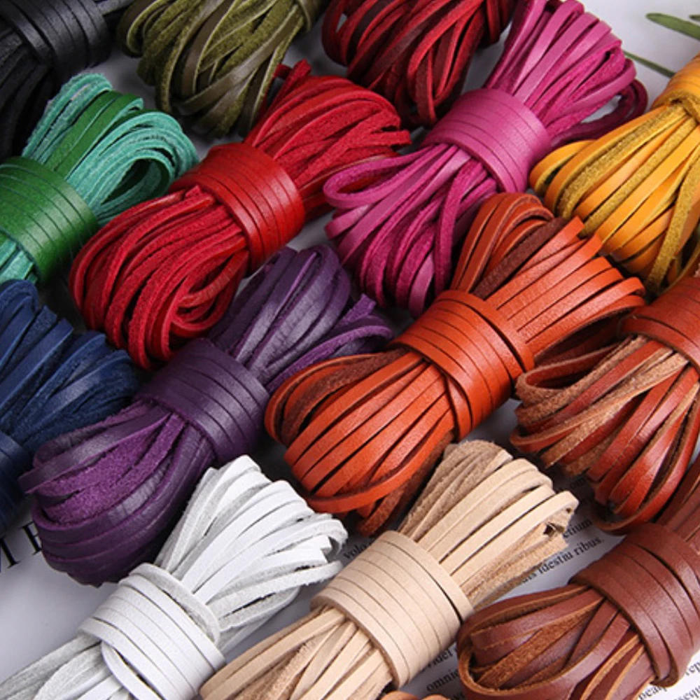 Ruban plat en cuir véritable, 5 mètres, haute qualité, bande ...