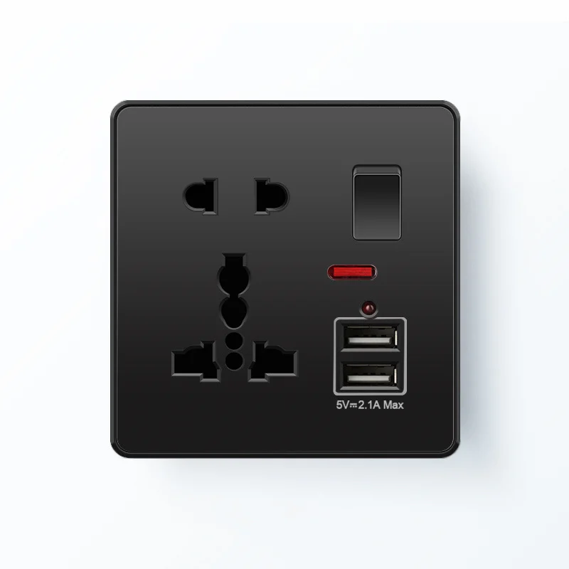 Depoguye-Black-13A-Universal-UK-USB-Socket-Socket-with-USB-for-Home-EU ...