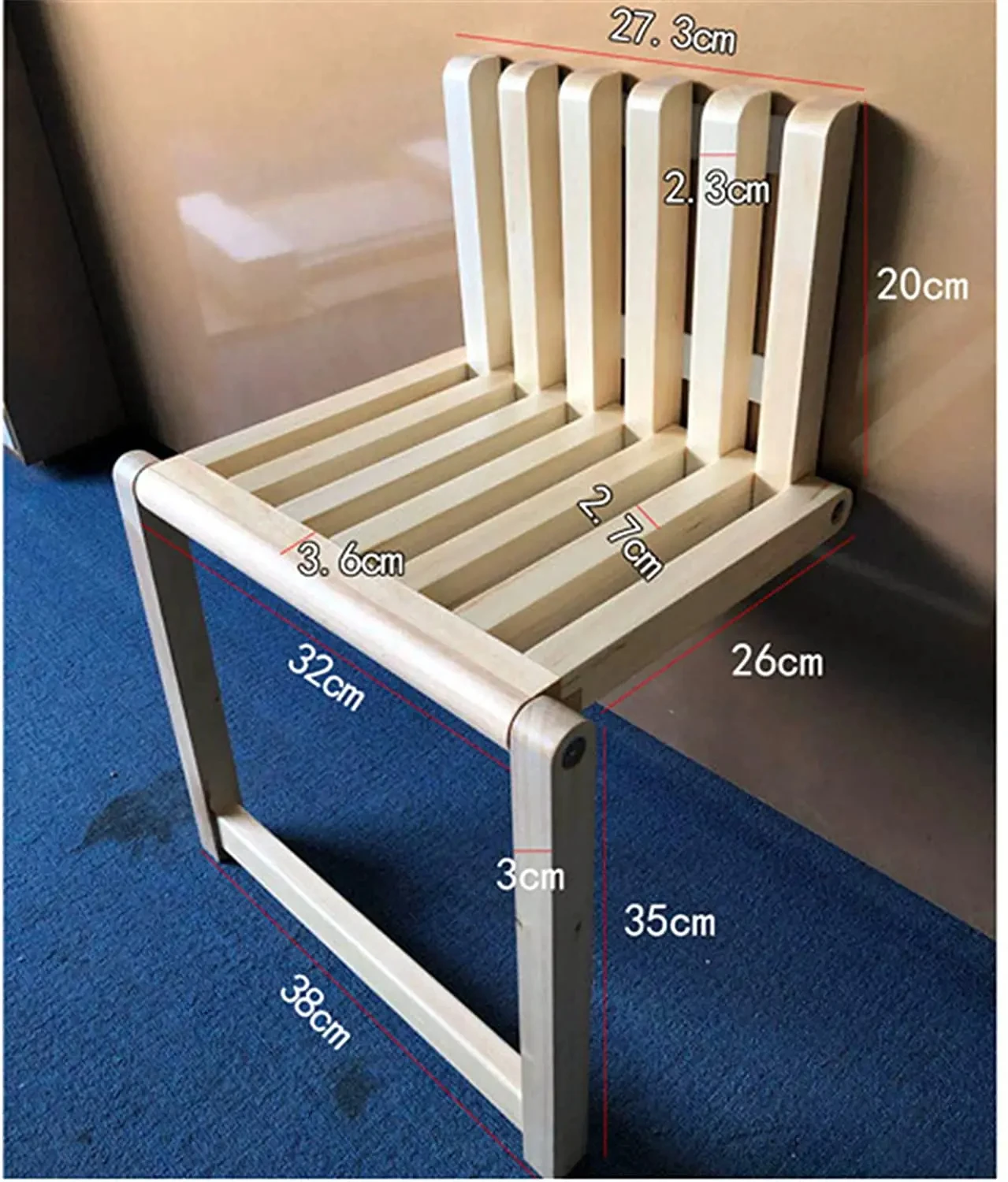 Folding-Chair-Wall-Mounted-Invisible-Shoe-Changing-Stool-Solid-Wood ...