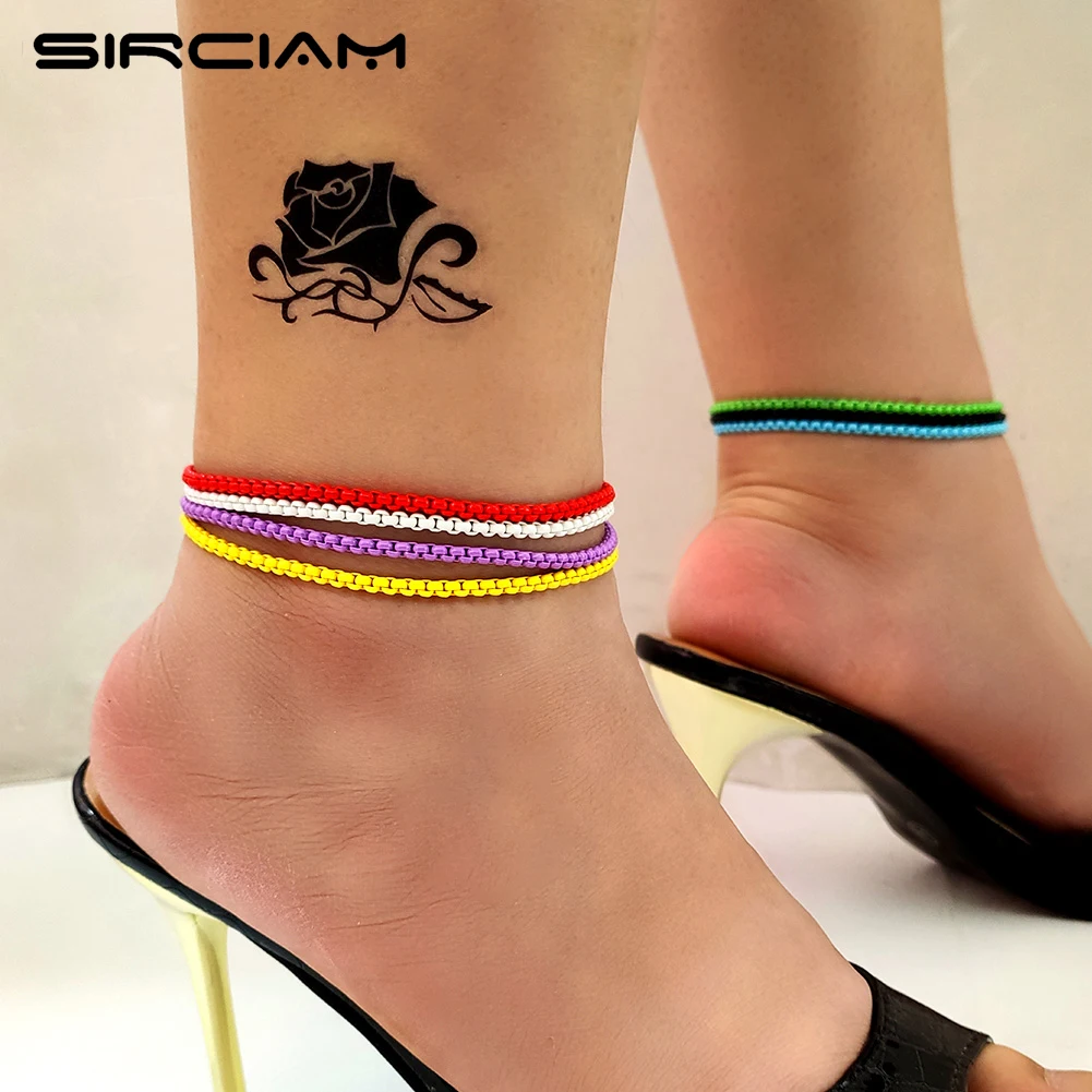 Korean-Enamel-Candy-Color-Box-Chain-Anklets-For-Women-Bohemia-Rainbow ...