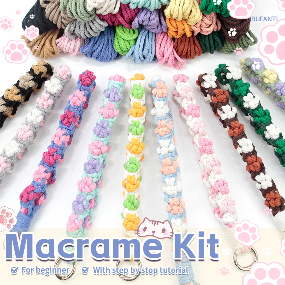 One-Set-of-Cat-Paw-Shaped-Keychain-Weaving-Kit-Accompanied-by-English ...