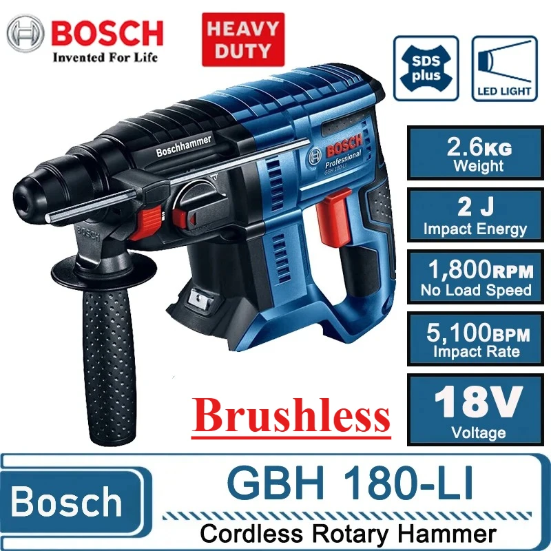 Bosch GBH180-LI Cordless Electric Hammer 18V Brushless Impact Drill ...