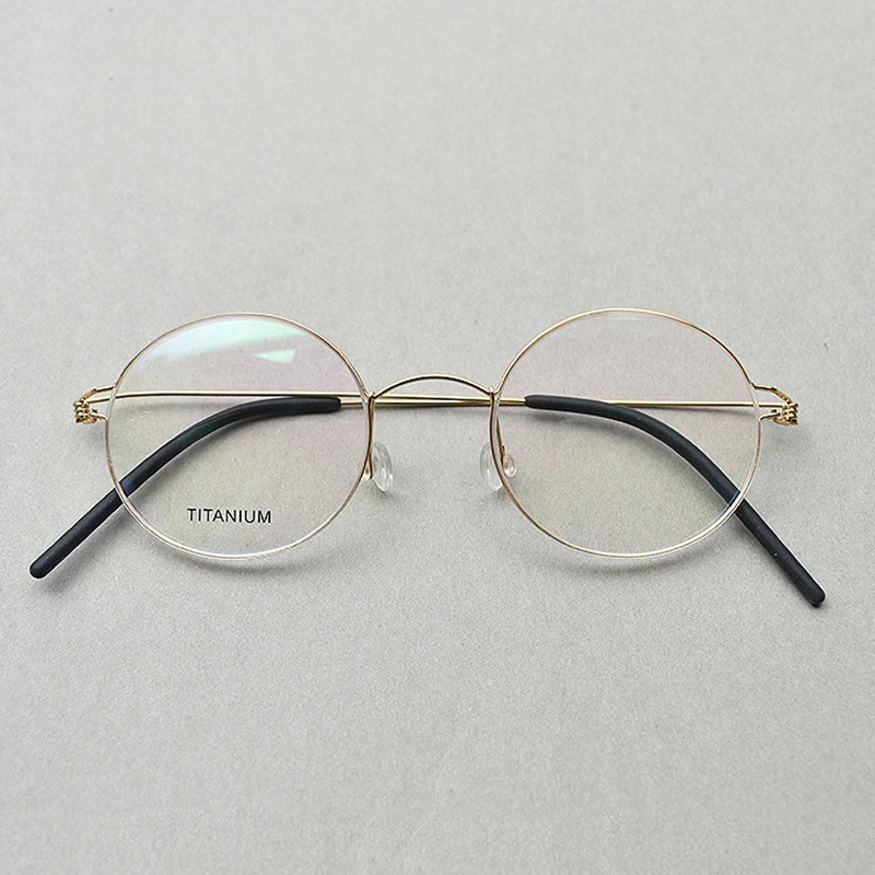 Ultralight Β Titanium Round Glasses Frames Unisex Retro Screwless Eyewear Optica Myopia ...