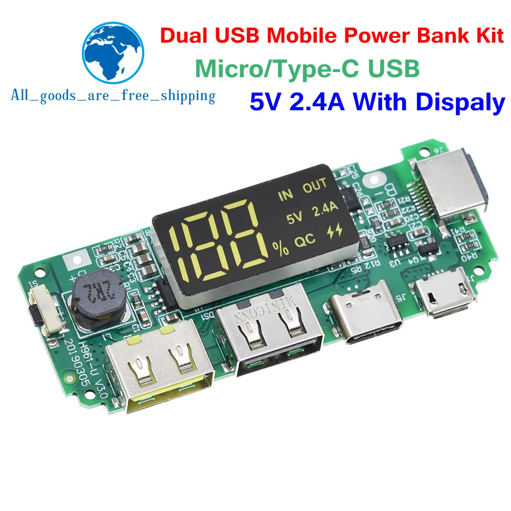 LED-Dual-USB-5V-2-4A-Micro-Type-C-USB-Mobile-Power-Bank-18650-Charging ...