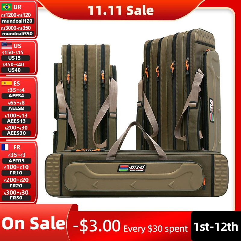 2/3/4 Layer 80/90/100/120cm Fishing Bag Multifunctional Fishing Rod Reel Lure Pole Storage Bag ...