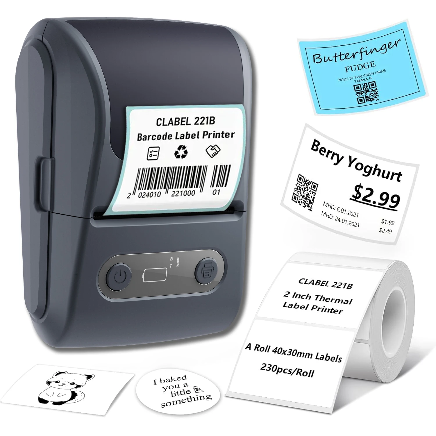 Portable Thermal Printer Mini Smart Pocket Printer 20-50mm Label Self ...
