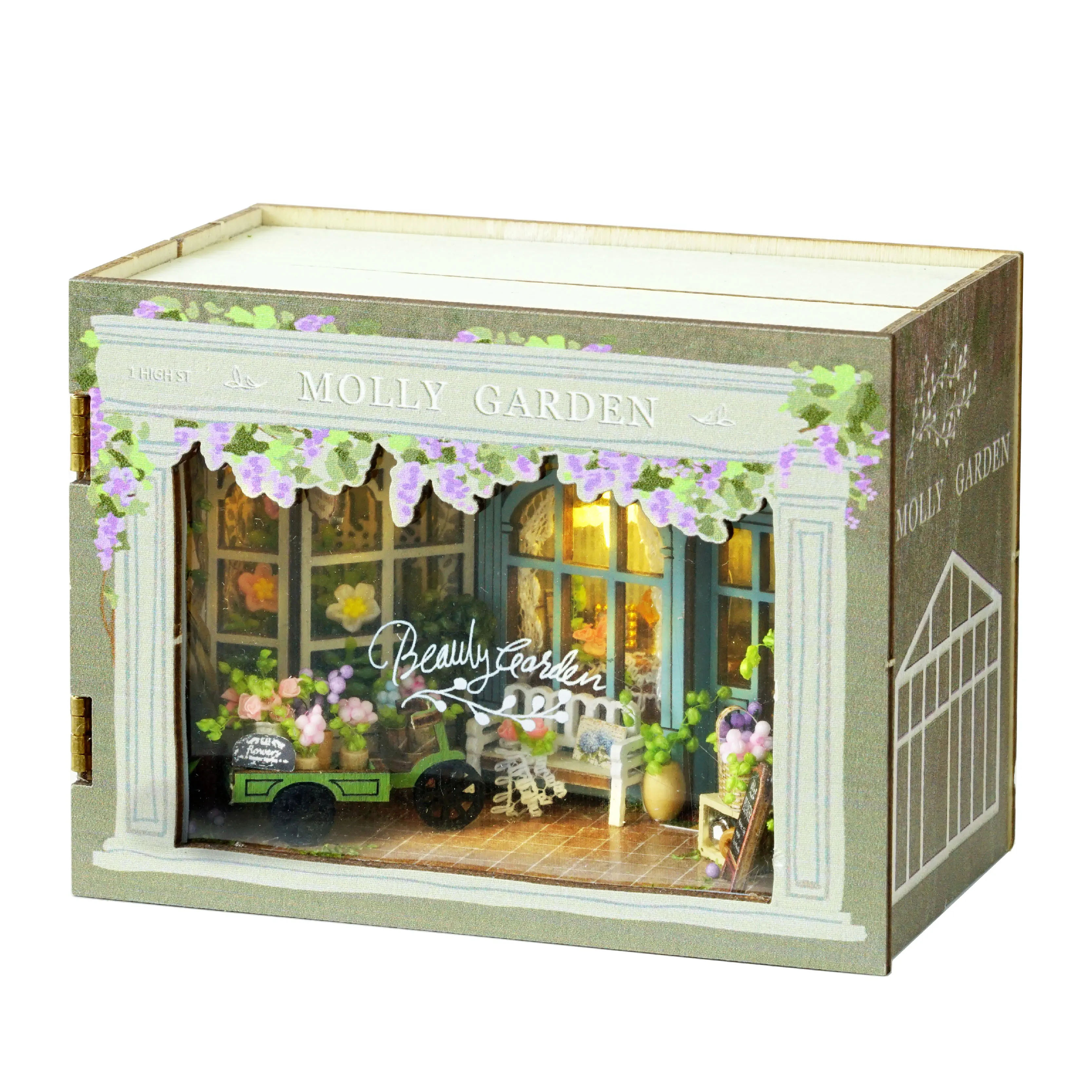 DIY Wooden Miniature Model Kit Mini Box World Molly Garden Casa Doll ...