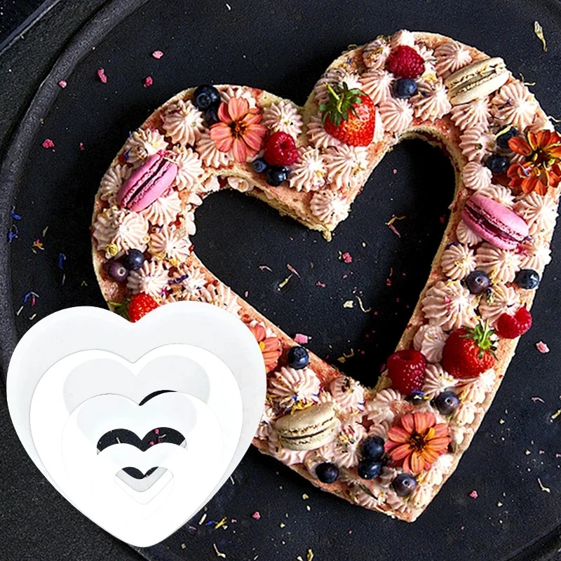 4-10Inch-Heart-Shape-Cake-Mold-Stencils-PET-Baking-Templates-for ...