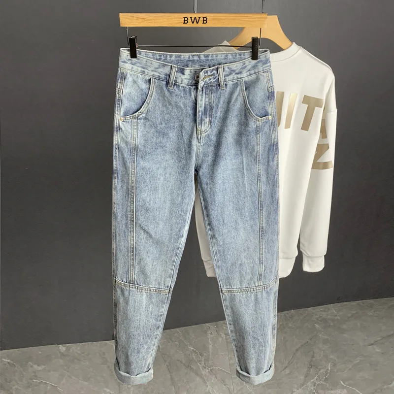 Fashion High Street Korean Style Men's Straight Loose-Fit Denim Pants ...
