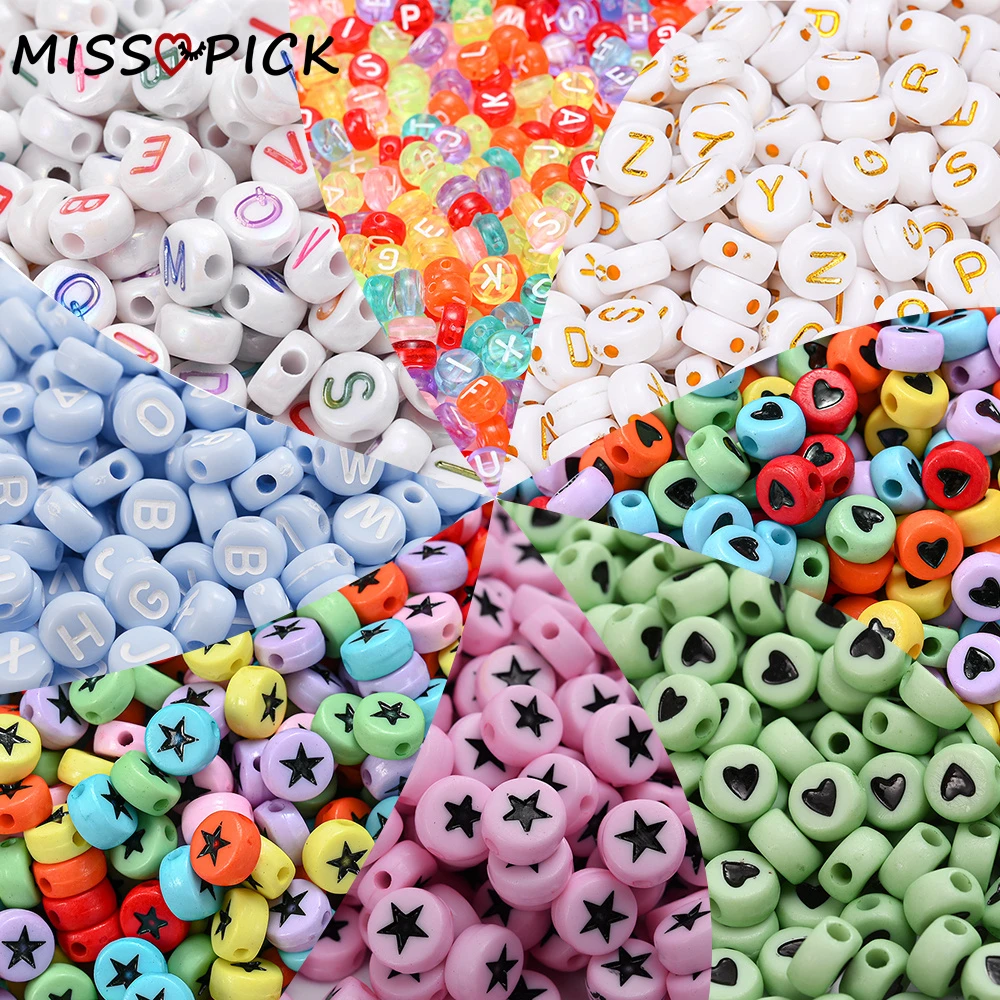 Colorful Round Letter Beads | Acrylic Bracelet Necklace | Letters ...