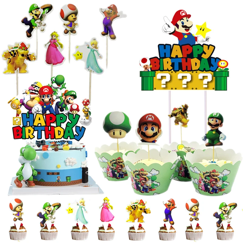 S-per-Mario-kek-Cupcake-Toppers-Mario-Bros-Anime-parti-kek-Topper-Mario ...